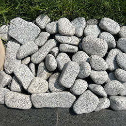Silver Granite Pebbles - Cobbles | Decorative Stones for Gardens